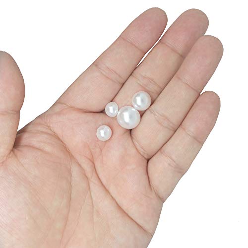 Lifestyle-cat Half Pearl Beads 115pcs 3 Sizes Half Flatback Round Pearl Bead Loose Beads 8mm/10mm/12mm for DIY Crafts (Ivory)