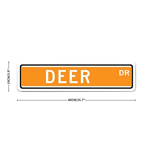 Metal Name Sign Deer Street Sign Street Warning Sign - Heavy Duty Rust-proof Metal Frame, Shipped from USA 4" x 16"