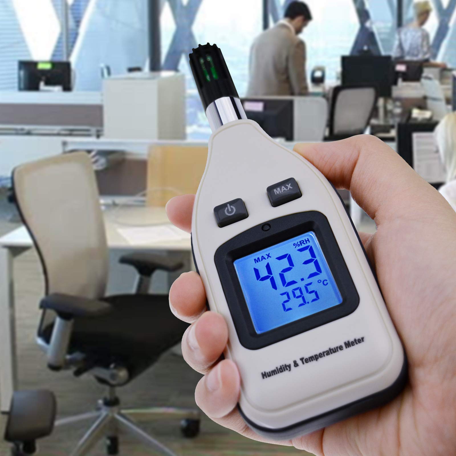 Handheld Digital Humidity & Temperature Meter 0~100% RH/ -30~70°C (-22~158°F) LCD Display Backlight Moisture Thermo Hygrometer Thermometer Small Tester Gauge for Home Kitchen Indoor Outdoor