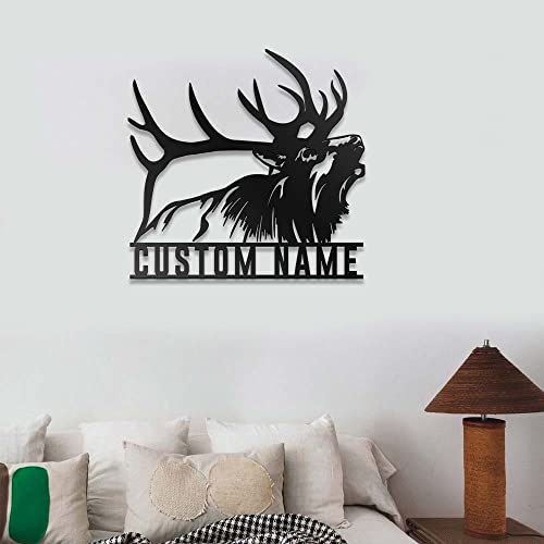ELK Deer Head Metal Sign Led Lights, Custom Deer Hunter Gift Monogram, Deer Camp Sign, Deer Name Metal Sign Art Decor, Elk Huunting Decor