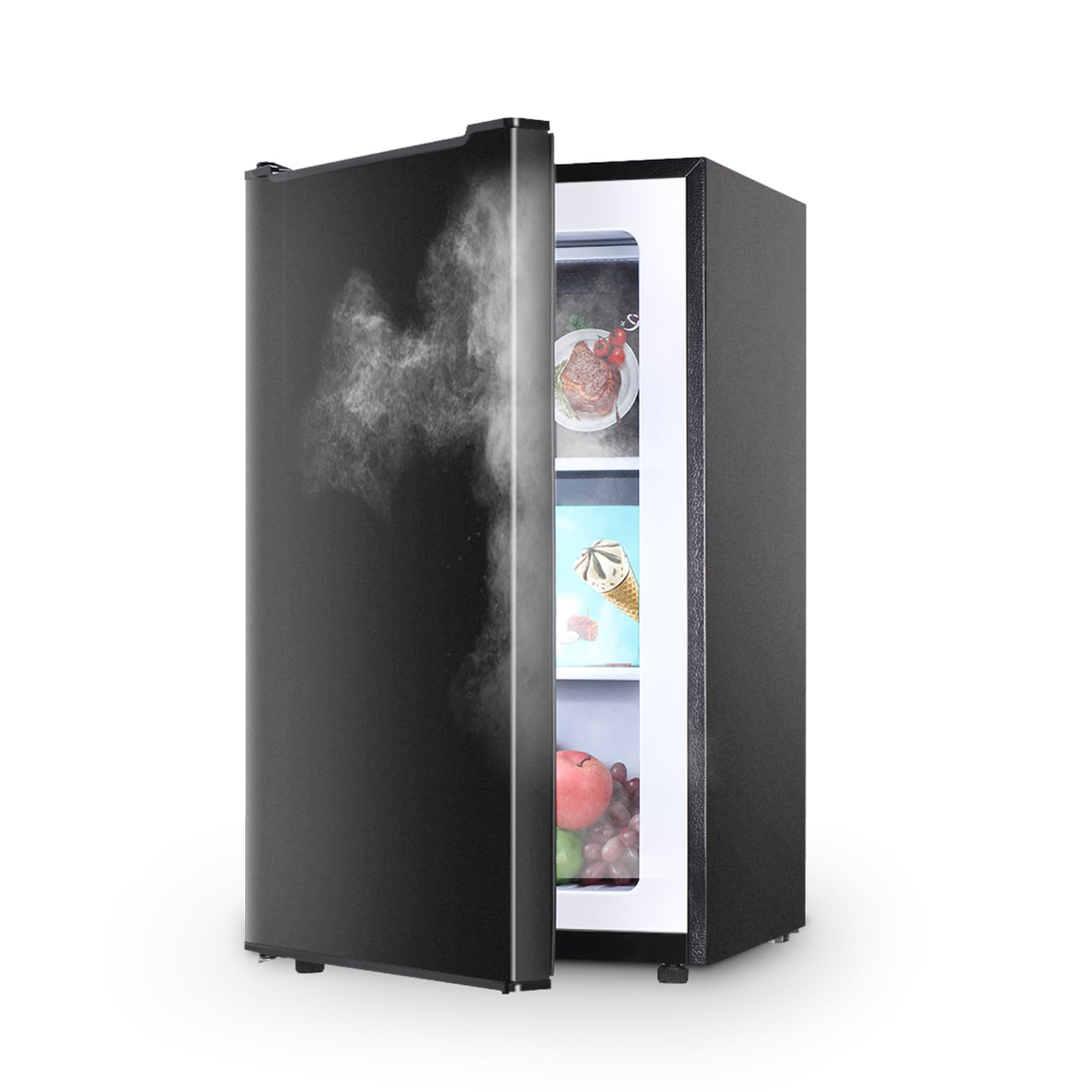 Black Upright freezer 3.6 Cu.ft, Compact Mini Freezer with Reversible Door, 3 Adjustable Thermostat, Quiet Stand Up Freezer for Apartment/Bedroom