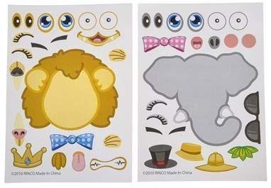 Kicko Make-A-Zoo Animal Sticker Sheets - 24 Pack - for Kids, Arts, Parties, Birthdays, Party Favors, Crafts, School, Daycare, Etc.