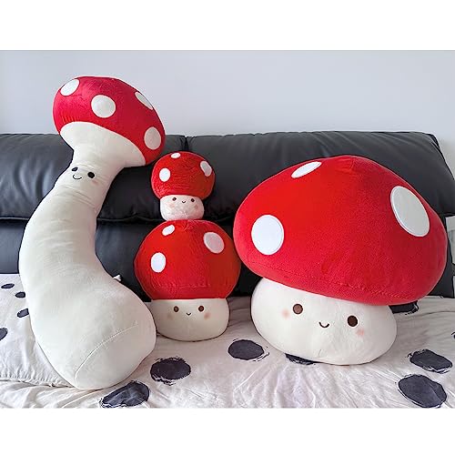 Hofun4U Mushroom Plush Toy, 9 inch Mushroom Shaped Plush Pillow, Smile Mushroom Stuffed Plush, Sofa Car Bed Office Home Decor Kids Adults Birthday Gift (RED)