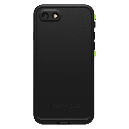 LifeProof iPhone SE (2nd gen - 2020) and iPhone 8/7 (NOT PLUS) FRĒ Series Case - NIGHT LITE (BLACK/LIME), waterproof IP68, built-in screen protector, port cover protection, snaps to MagSafe