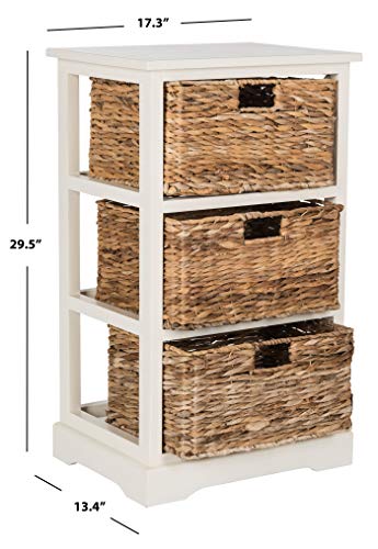 Safavieh American Homes Collection Halle Distressed Black 3 Wicker Basket Storage Side Table