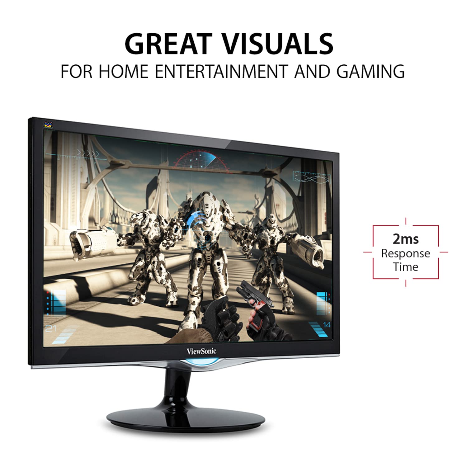 ViewSonic VX2452MH 24in 2ms 1080p Gaming Monitor HDMI, DVI, VGA (Renewed)