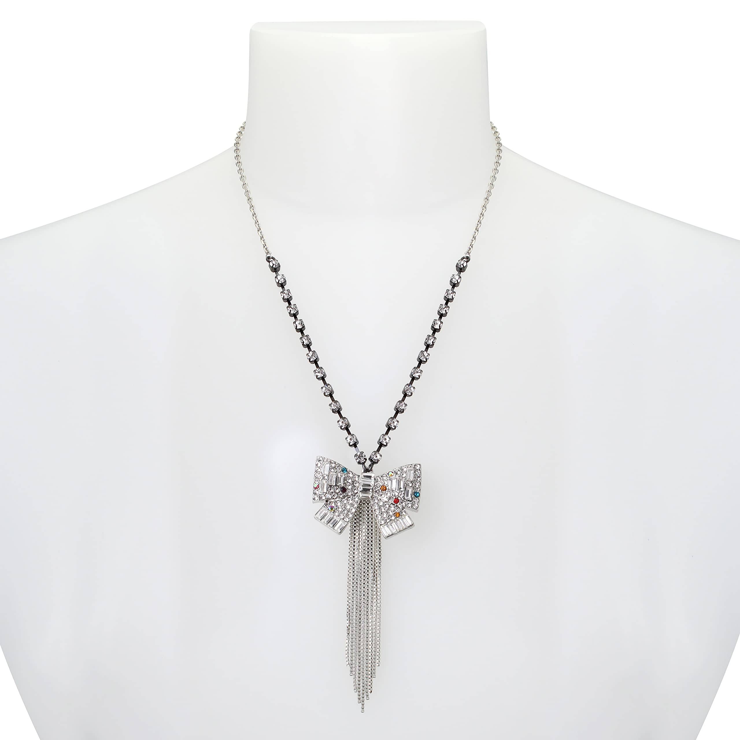 Betsey Johnson Bow Fringe Pendant Necklace