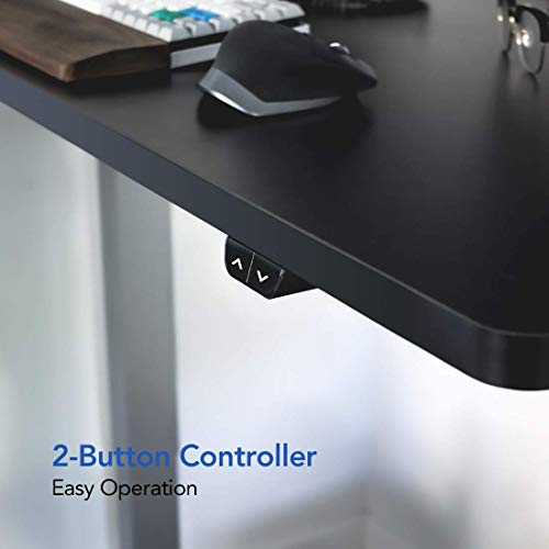 FLEXISPOT Electric Black Standing Desk Whole Piece 55 x 28 Inch Desktop Adjustable Height Desk Home Office Computer Workstation Sit Stand up Desk (White Frame + 55" Black Top, 2 Packages)