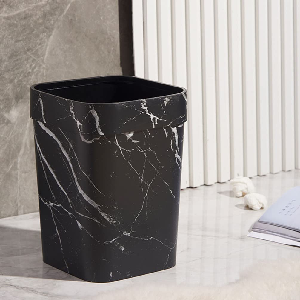 Zerodeko Waste Basket Square Small Trash Can Plastic Small Wastebasket Black Garbage Container Bin Garbage Can for Home, Kitchen, Bathroom, Office (14 L) Black Bathroom Decor