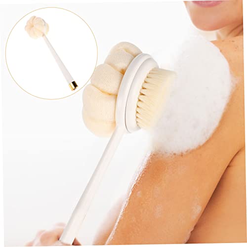 Healifty 2pcs Long Handle Bath Brush Body Cleansers Bath Back Brush Nubuck Cleaner Dry Brushing Body Brush Dual- Sided Back Brush Back Scrub Brush or White Back Scrubbers Body Shower Brush