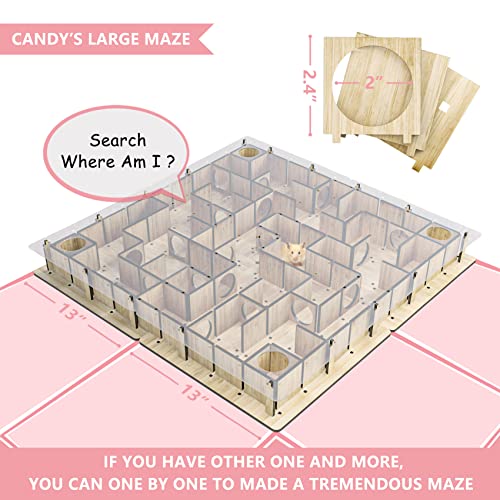 Hamster Maze Bamboo Toy House, Small Animal Large Creative DIY Hideout Cage Decor, Pet Exploring Multi-Chamber Hut, Composable Build Habitats, Playground & Climbing Labyrinth Activity Center