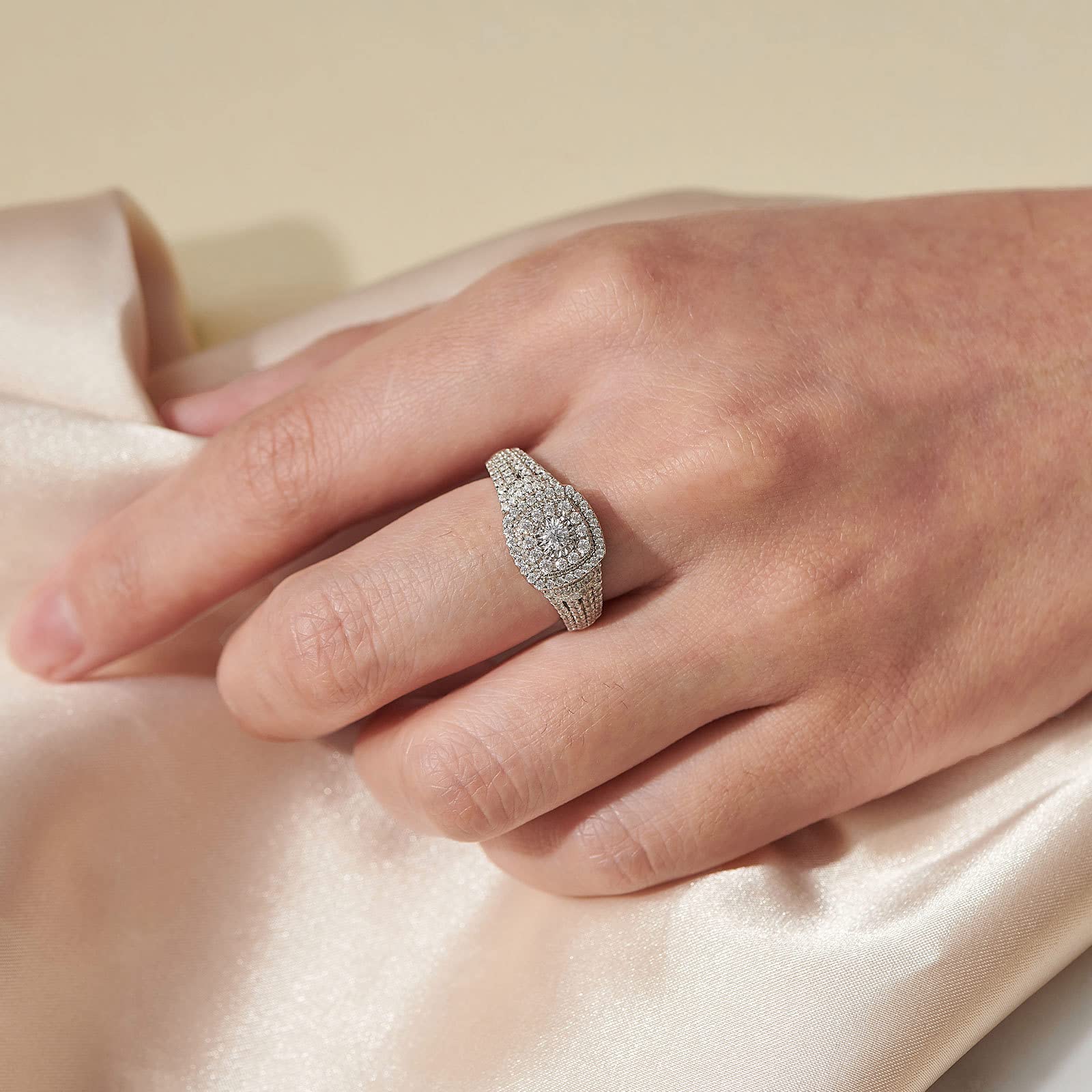 Blongme Wedding Engagements Ring for Women 925 Sterling Silver AAAAA CZ Round Cut Size 5