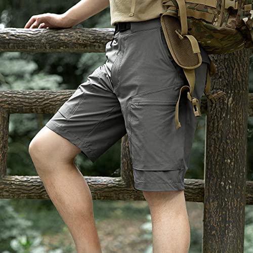 FREE SOLDIER Men's Lightweight Breathable Quick Dry Tactical Shorts Hiking Cargo Shorts Nylon Spandex(Gray 36Wx10L