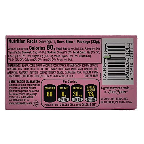 Mike and Ike Sour Watermelon Chewy Candies - Case of 24 0.78-oz. Box