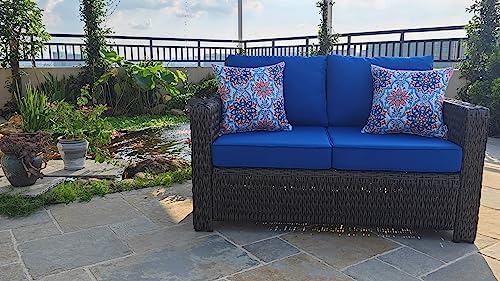 JMGBird Outdoor Seat/Back Chair Cushion Tufted Pillow, Indoor Deep Seat Chair Cushion Set 22"x22"
