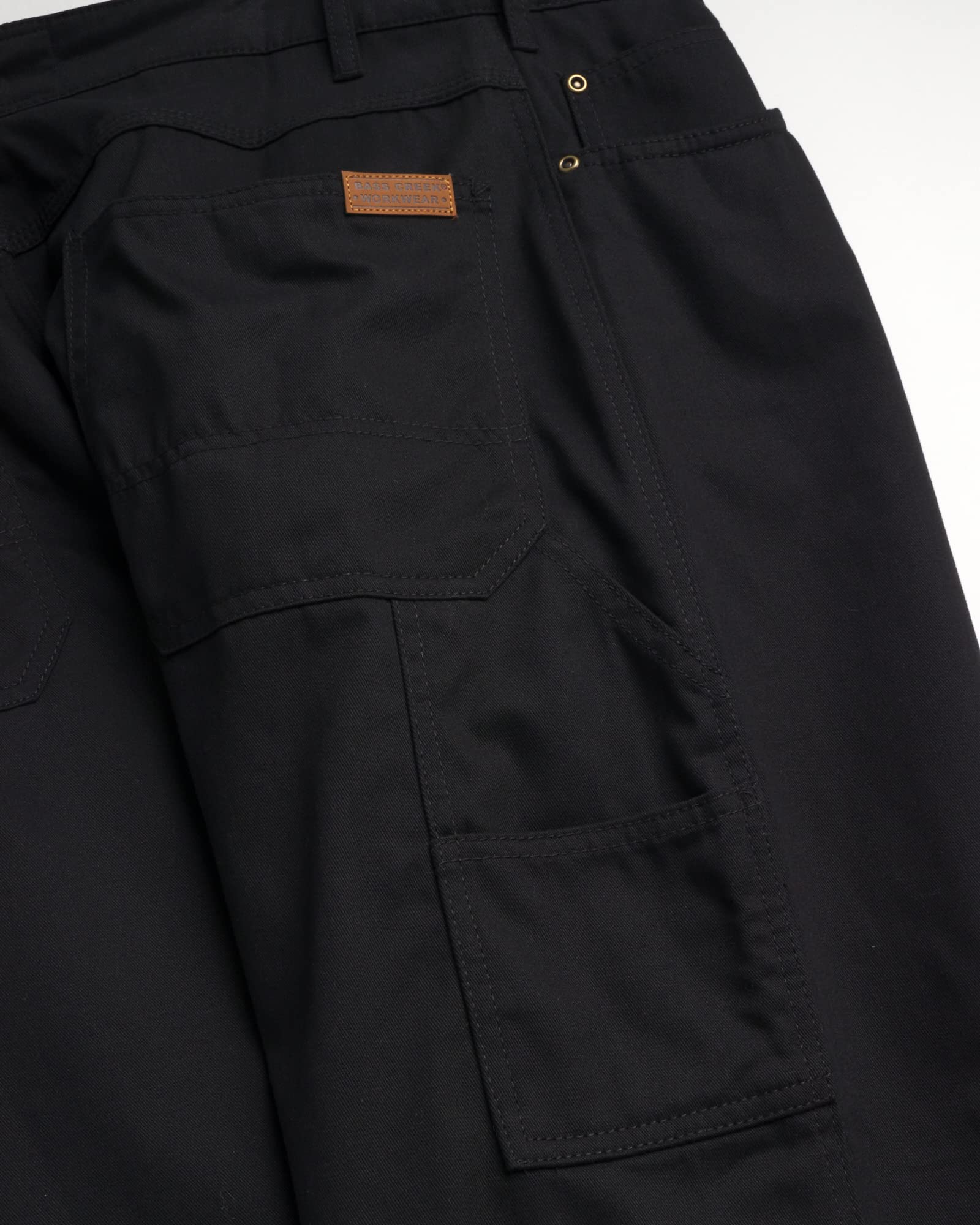 Bass Creek Outfitters Men's Pants - Twill Duck Canvas Carpenter Pants (Size: 30-40), Size 38, Black