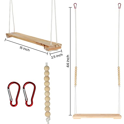 CW&WC Chicken Swing Toys for Chickens Coop with Adjustable Roost - Large Ladder Bar Accessories and Gifts Owners β Includes Ropes & Metal Hook (15.5In x 2.75In), A212
