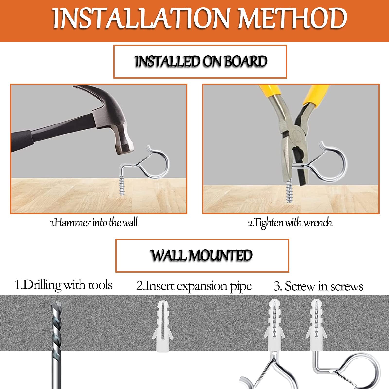 Fegdyi Christmas Lights Hooks Pack of 20 Q-Hanger Screw Hooks Wall Cabinet Ceiling Hooks with Safety Buckle Design for Outdoor String Lights Light House Garage New Year Party (Silver)