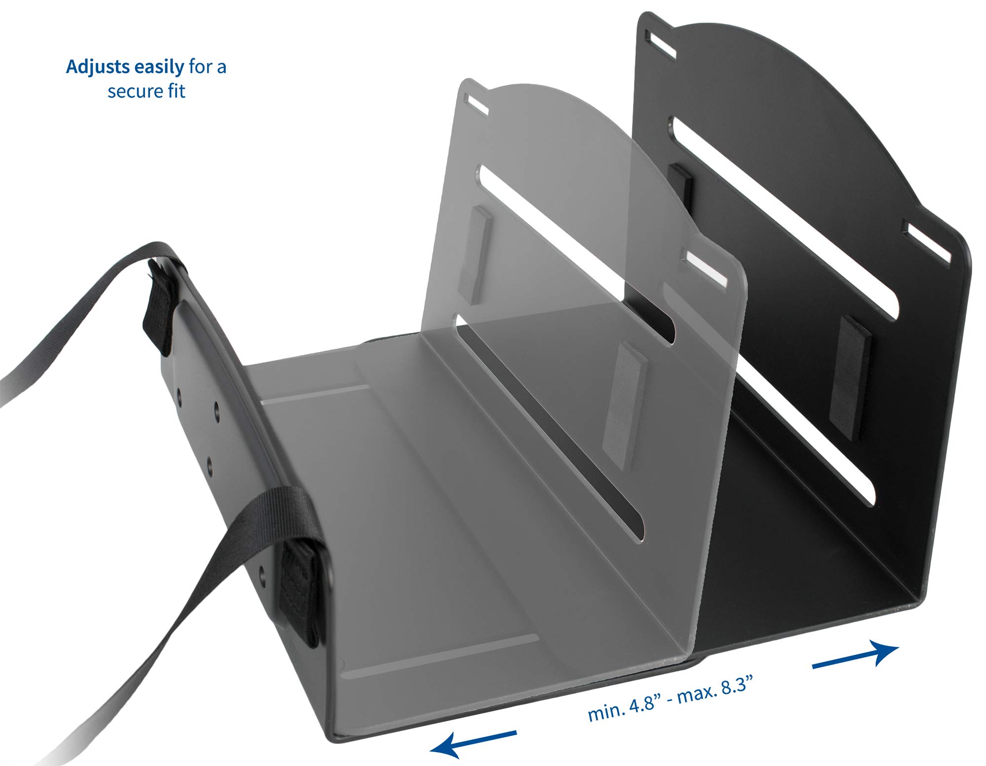 VIVO Universal PC Wall Mount, Adjustable Steel Bracket, Computer Case, Open Frame CPU Strap Holder, Black, MOUNT-PC03V