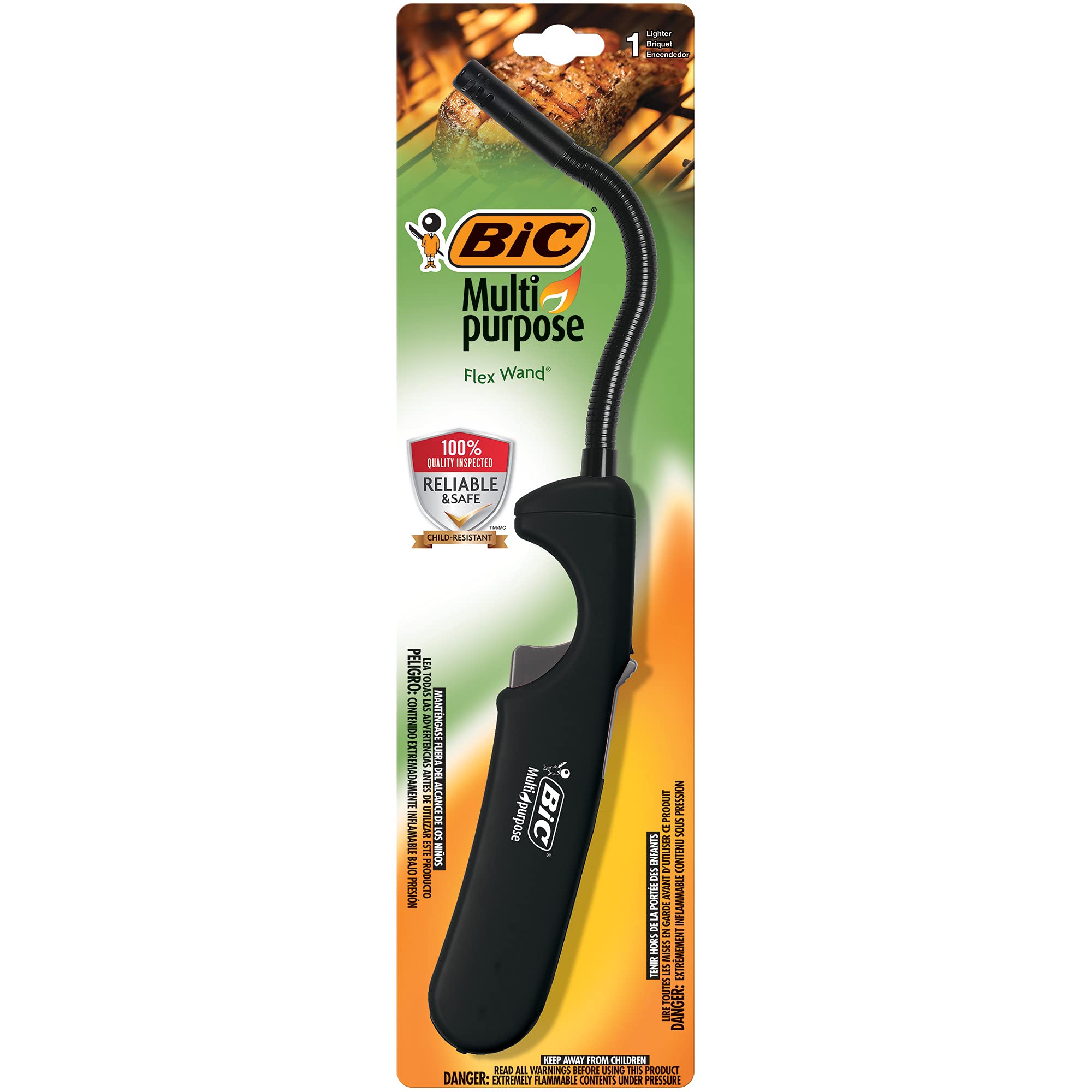 BIC Flex Wand Lighter, Assorted Handle Colors, 10-Pack