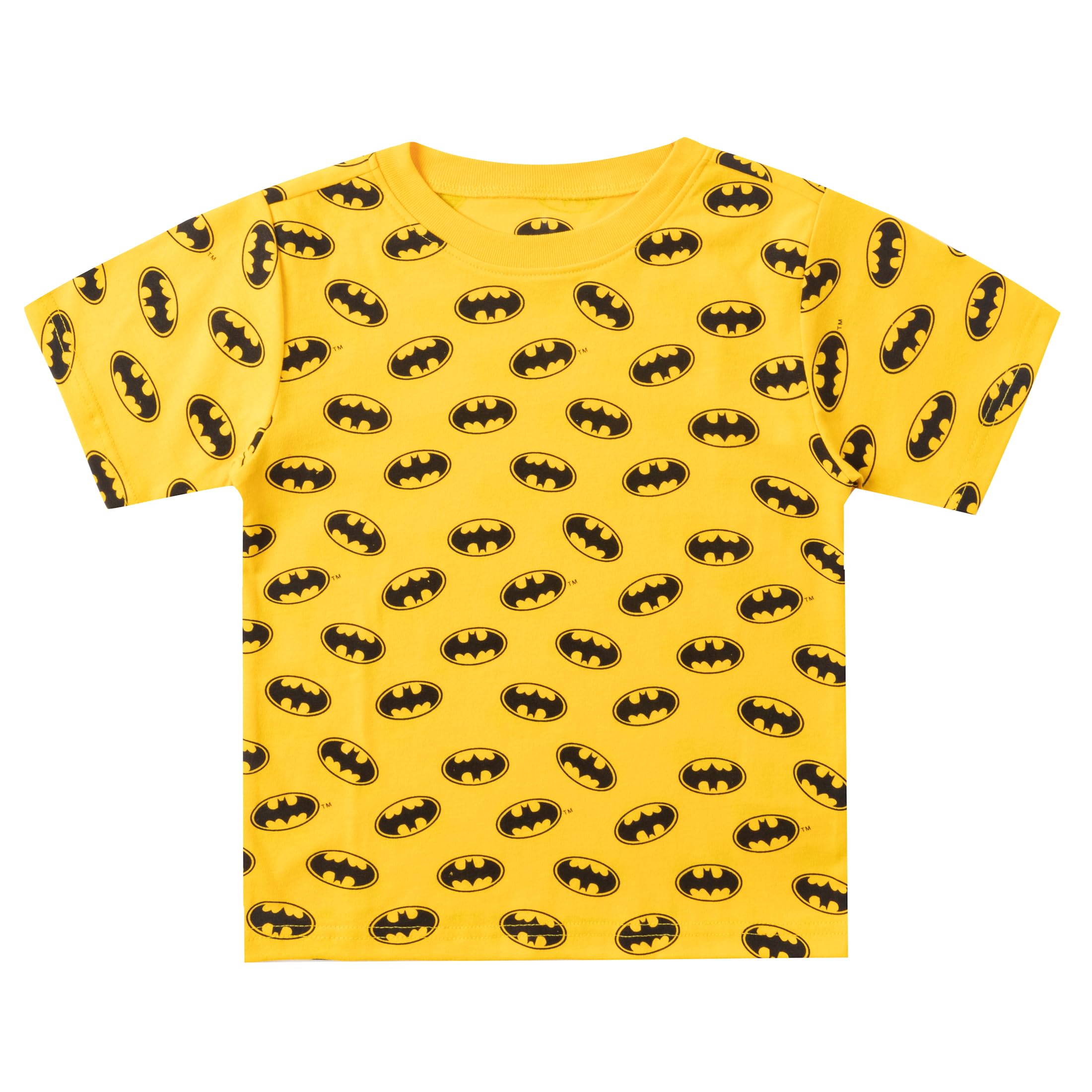 BATMAN Boys’ T-Shirt and Jogger Pants Set for Toddler and Little Kids – Yellow/Black/Grey