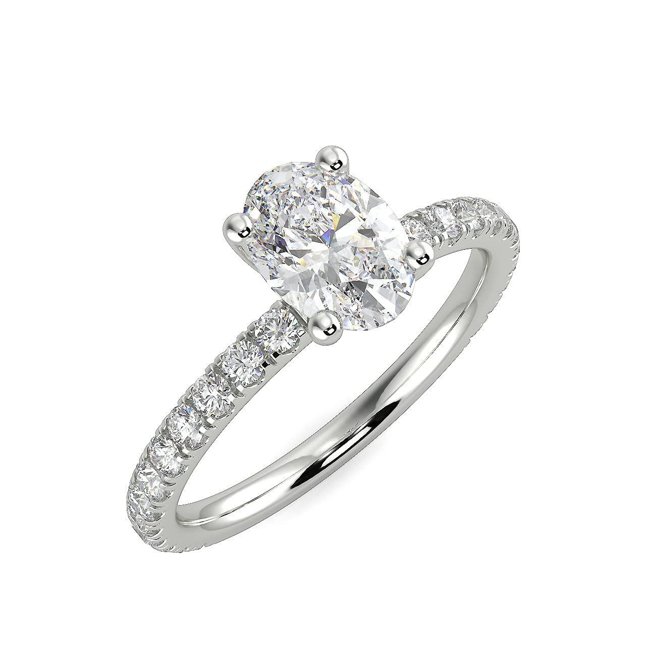 Beverly Hills Jewelers 1 Carat Oval Lab Grown Diamond Engagement Ring for Women in 14k White Gold D-E Color, cttw Size 6 Made in USA