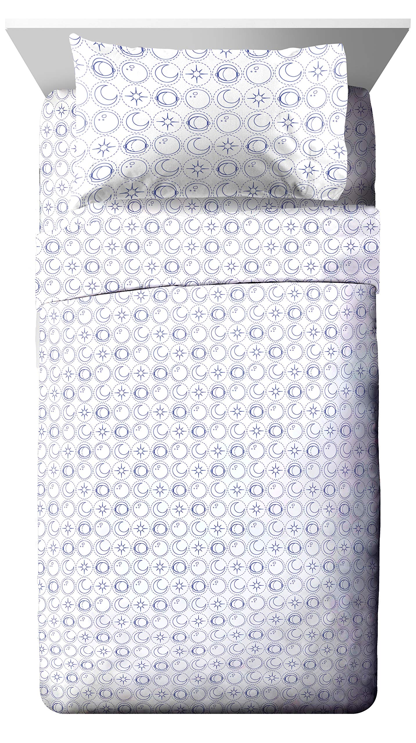 Jay Franco Space 4 Piece Twin Bed Set - Includes Comforter & Sheet Set- Bedding Features Spaceships & Rocketships - Super Soft Fade Resistant Microfiber