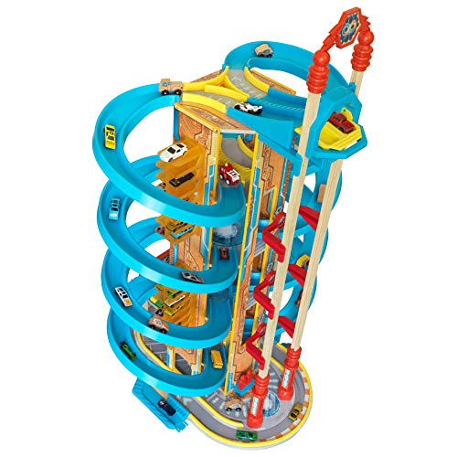 KidKraft Super Vortex Racing Tower 5-Story Race Track Toy for Die-Cast Cars; Storage for 50+ Vehicles, Gift for Ages 3+