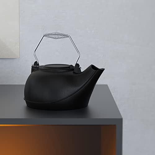 Fire Beauty Humidifying Iron Kettle,Stove Humidifier,Wood Stove Kettle,Cast Iron,Chrome handle