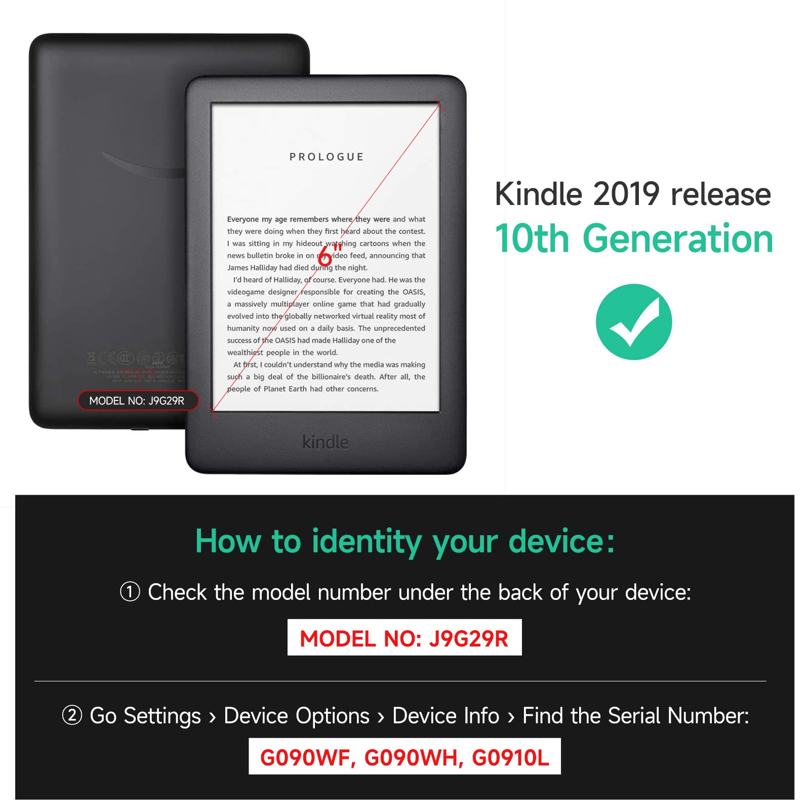 Ayotu Case for Kindle 10th Gen 2019 Released - Durable Cover with Auto Wake/Sleep fits Amazon Kindle 2019 (Will not fit Kindle Paperwhite or Kindle Oasis or Kindle 2022) Black