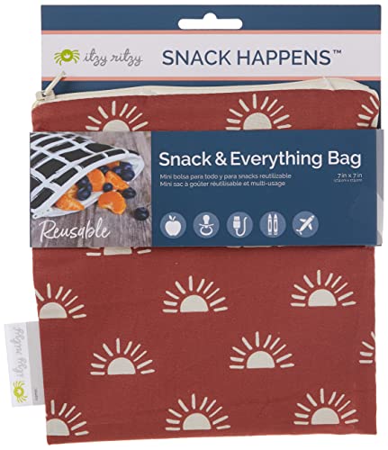 Itzy Ritzy Reusable Snack Bag – 7” x 7” BPA-Free Snack Bag is Food Safe, Washable & Ideal for Storing Snacks, Pacifiers, Electronics and Makeup in a Diaper Bag, Purse or Travel Bag, Terracotta Sunrise