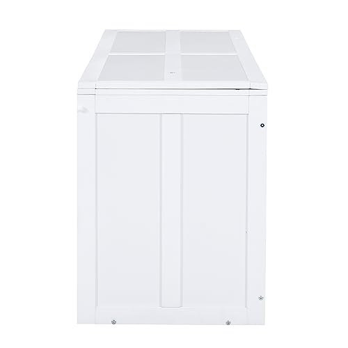 Harper & Bright Designs Queen Murphy Bed with Rotable Desk and Storage Cabinet, Solid Wood Queen Platform Floor Bed Frame for Kids Teens Adults, No Box Spring Needed (Queen Size, White)