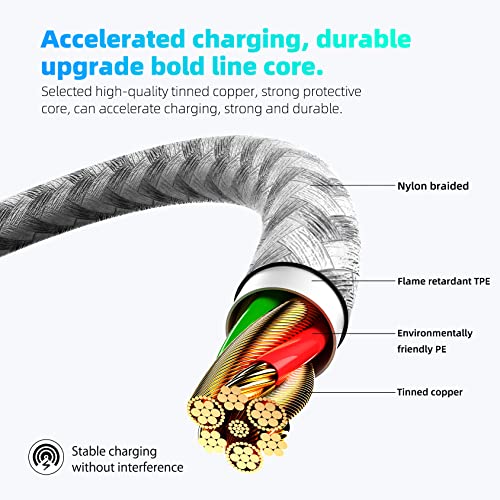 iPhone Charger [Apple MFi Certified] 3pack 10FT Lightning Cable Fast Charging High Speed Transmission Cord Compatible iPhone 14/13/12/11 Pro Max/XS MAX/XR/XS/X/8/7/Plus/6S -Grey White