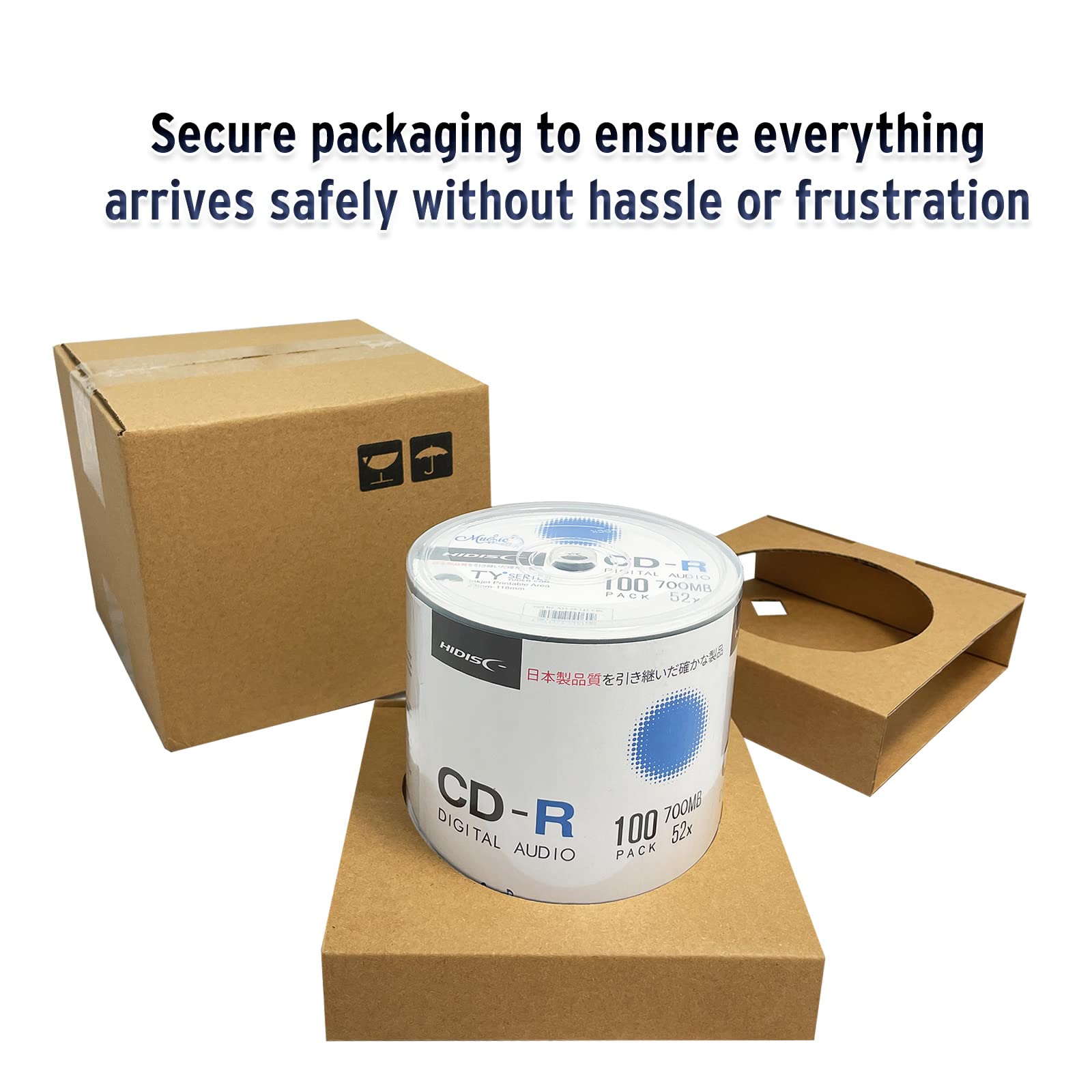 HIDISC TY Series Digital Audio Music CD-R 52X 700MB White Inkjet Printable - 100 Cake Box