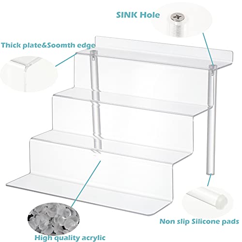 ihomecooker Acrylic Stands for Display,4 Tier Clear Cupcakes Perfumes Cologne Funko Pop Figurines Display Stand Risers Shelf for Decoration and Organizer(2pack,12 x 9 INCH)