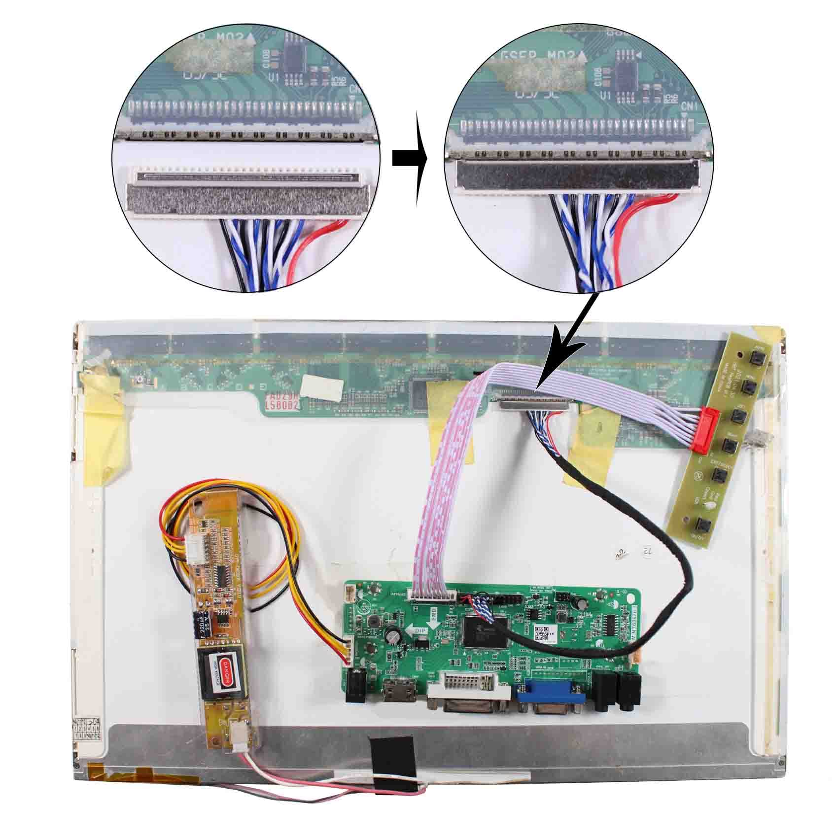 VSDISPLAY HD MI VGA DVI Audio LCD Controller Board for 15.6" 1366x768 LTN160AT01 LTN156AT01 N156B3-L02 N156B3 N156B3-L01 LP156WH1 B156XW01 CLAA156WA01A LVDS 30 Pin 1CCFL LCD Screen