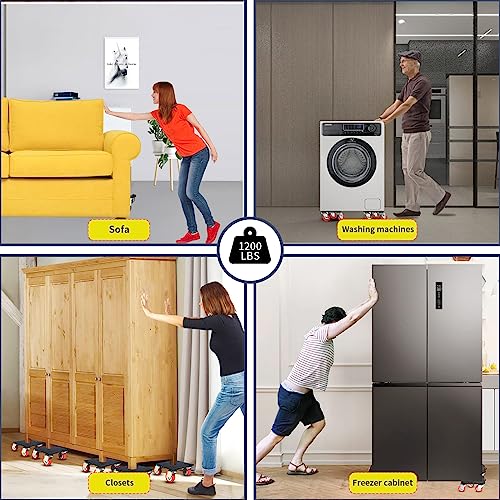 Heavy Duty Furniture Movers with Wheels,Furniture Dolly 5 Wheels,Furniture Movers Sliders 360 Ratating,1200lbs/550kg Load Capacity,Furniture Lift Mover Tool Set for Sofa,Fridge,Washing Machine SYMORIN