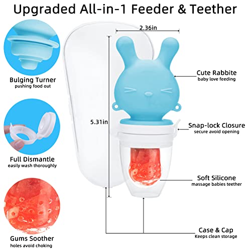 Baby Fruit Feeder Silicone Food Pacifier | Infant Teething Relief Toy Teether | Milk Frozen Mesh Feeders | Safely Self Feeding Teethers for Babies 0-6-12-18 Months Boys and Girls,SkyBlue