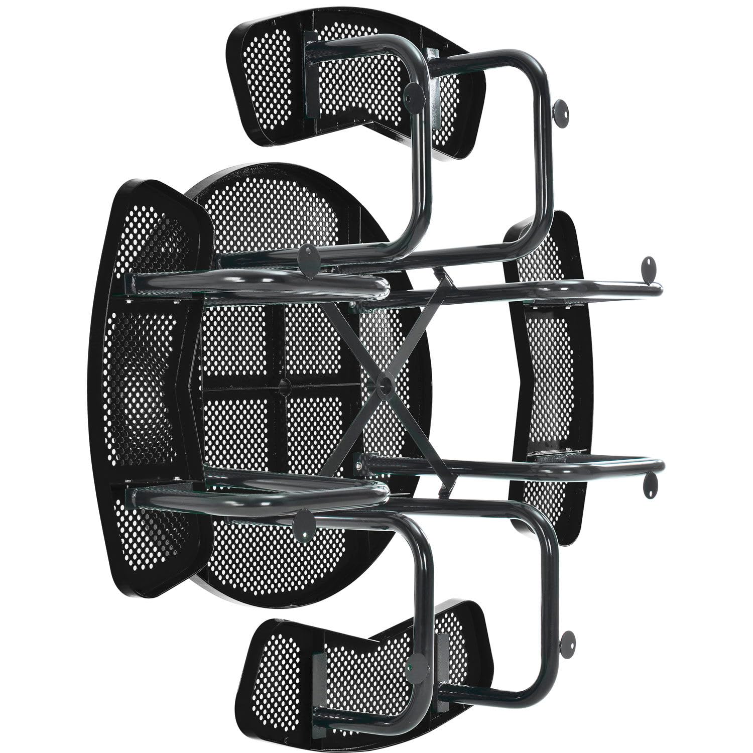 Global Industrial 46" Round Perforated Metal Outdoor Picnic Table, 84" W x 84" D Overall, Black