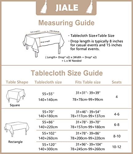 JIALE Tablecloths for Rectangle Tables, Cotton Linen Table Cloth Waterproof Tablecloth Wrinkle Free Farmhouse Dining Table Cover, Soft Fabric Table Cloths with Tassels, Brown, 55" X 70", 4-6 Seats