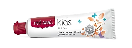 Red Seal Kids Toothpaste - Tutti Frutti Flavor, Fluoride Free, No Synthetic Colors, Paraben & SLS-Free, Vegan, Cruelty-Free, NATRUE Certified - Ideal for Parents Seeking Natural Oral Care, 2.47oz