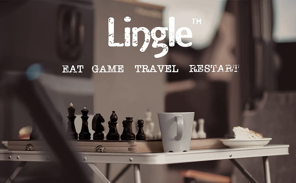 Lingle 15 Inch Travel Wooden Folding Chess Set w/ 3 Inch Kh Chess Pieces-Mahogany & Maple Inlay Board Games/Muslim Friendly