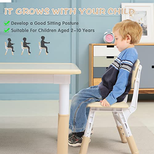JONUTATO Table And Chair Set, Height-Adjustable Desk with 4 Seats for Toddler/Kids/Girls & Boys Age 2-10, Scrub-table Desktop Study Daycare, Classroom, Home
