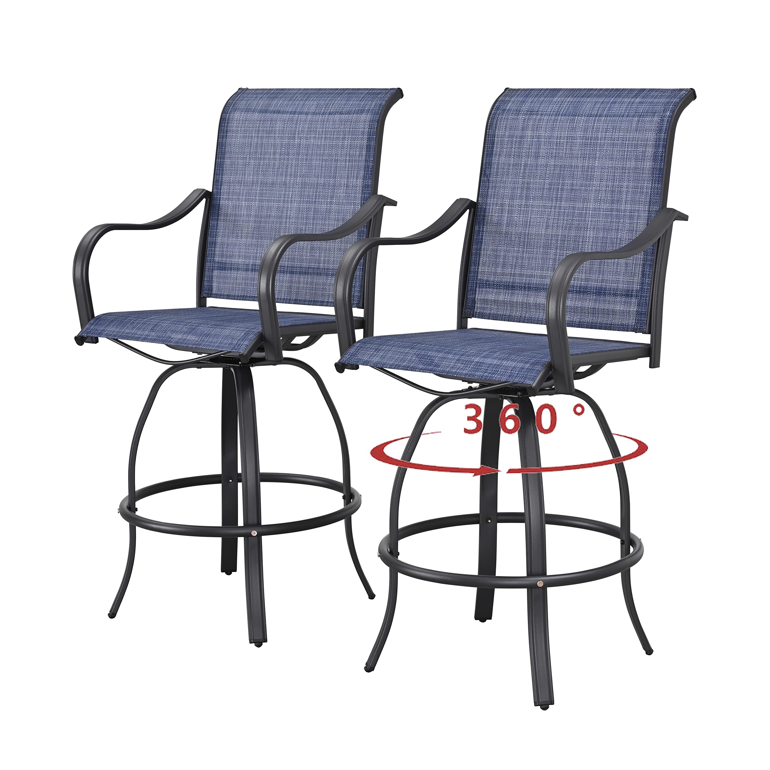 PatioFestival Outdoor Swivel Bar Stools Patio High Bistro Stool Height Chairs All Weather Furniture Bar Dining Chair,Set of 2