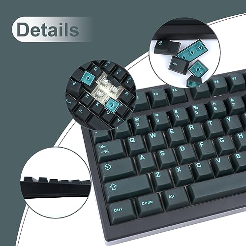 GEKUCAP Custom Keycaps, 121 Keys Green Translucent Keycaps, ABS Double Shot Keycaps, Cherry Profile Keycaps Set for Gaming Keyboard Cherry MX Switches Mechanical Keyboard 61/87/104/108 (Green)