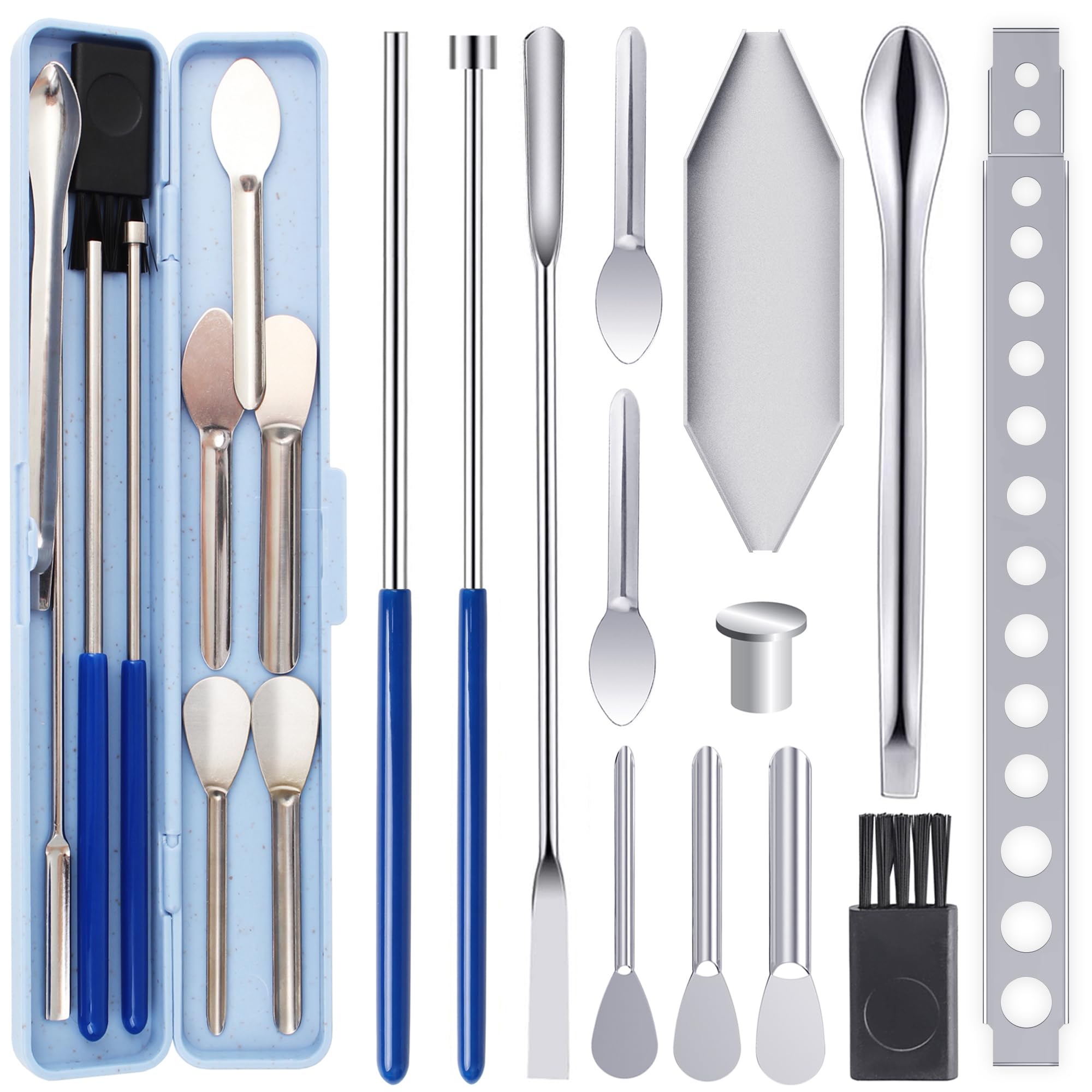 Capsule Filling Machine Kit – Pill Filler Tray Tools for Quickly Maker Empty Gel Capsules All Size 000 00 0 1 2 3 4 5, Lab Spoons Spatula Scoops Tool 13Pcs