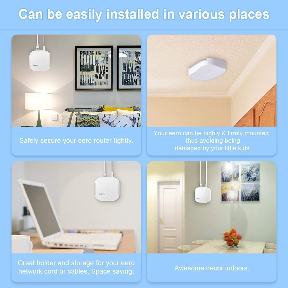Wall Mount Holder for eero Pro Home WiFi, Relassy eero Wall Mount Bracket Compatible with eero WiFi System Ceiling Holder for eero WiFi System Set of 3