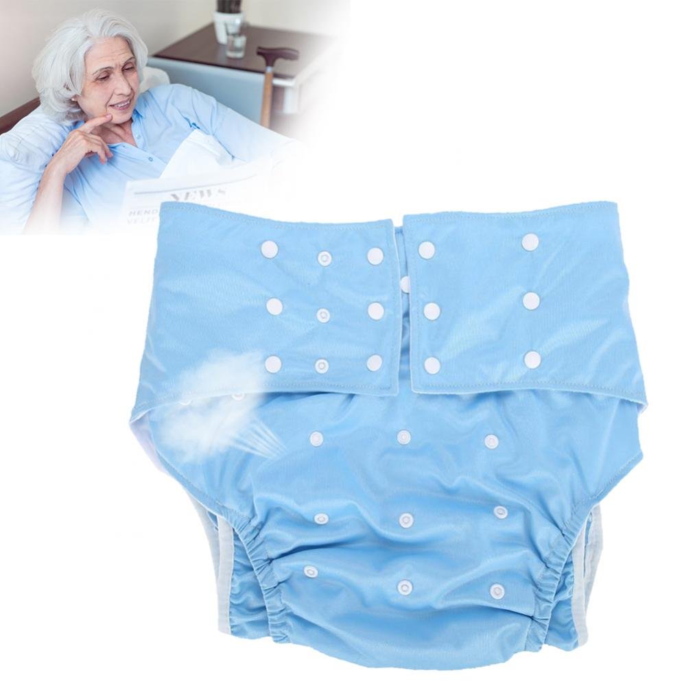 Washable Adult Pocket Nappy Cover Close-Fitting Adjustable Reusable Diaper Cloth for Incontinence Care Protective Underwear, Suitable for Men Women Teen(Light Blue)
