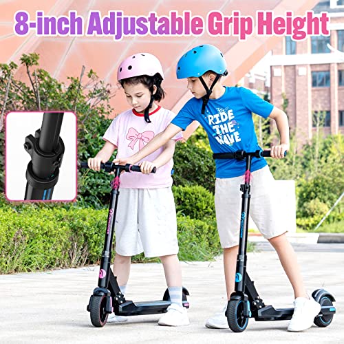 EVERCROSS EV06C Electric Scooter, Foldable Electric Scooter for Kids Ages 6-12, Up to 10 MPH & 5 Miles, LED Display, Colorful LED Lights, Lightweight Kids Electric Scooter (Black Blue)…