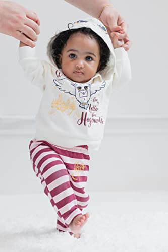 Harry Potter Hedwig Owl Hogwarts Baby Girls 3 Piece Outfit Set: Hoodie Pants Bodysuit White 3-6 Months